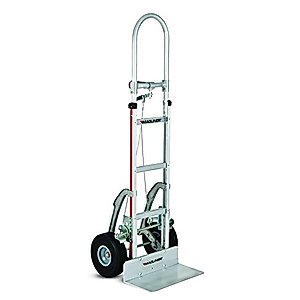 Magliner NPK13CG2C5 Aluminum Paddle Brake Hand Truck, Single Pin Handle, Extruded Aluminum Nose Plate, 10" Microcellular Foam Wheels, 500 lb Capacity, 40" Length, 12" Height, 14" Width, Silver