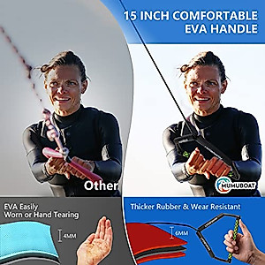MUMUBOAT Dyneema Wakeboard Rope 75ft, No Stretch Wakeboard Rope and Handle Water Ski Rope for Watersports, 4 Sections Floating Wakeboard Tow Rope for Kneeboarding and Wakesurfing