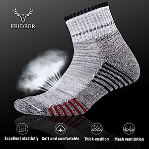 FEIDEER Multi-pack Outdoor Recreation Men's Hiking Walking Socks Wicking Cushioned Quarter Crew Socks