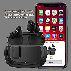 Beats Studio Buds/Studio Buds Plus Case 2021/2023, [Secure Lock] OTOPO Cool Beats Studio Buds+ Protective Case Cover Men Women with Keychain for New Beats Studio Ear buds + Case - Black