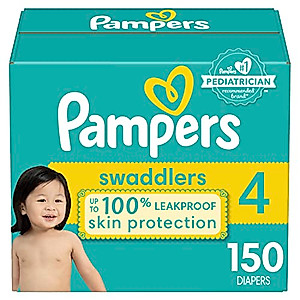 Diapers Size 4, 150 Count - Pampers Swaddlers Disposable Baby Diapers (Packaging & Prints May Vary)