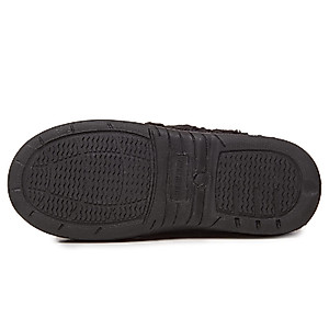 Lucky Brand Boy's Faux Wool A-line House Shoes for Kids, Memory Foam Slippers, Black, 11/12