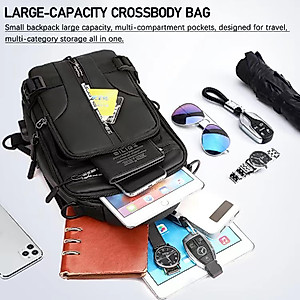 kollsvein Waterproof Sling Crossbody Shoulder Bag for Men, Motorcycle Backpack Tactical Chest Bag for Travel Hiking