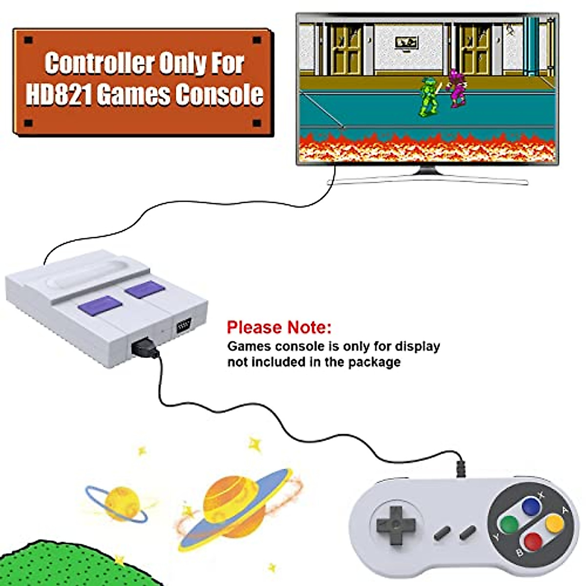 16 Bit Handheld Controller Gamespad Handle for HD821 Games Console