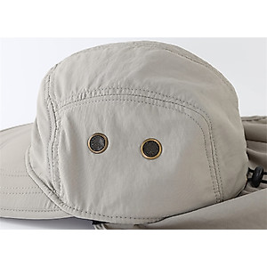 Connectyle Men's Visor Sun Hat with Neck Flap Baseball Cap for Fishing Safari Hiking Hats Light Grey