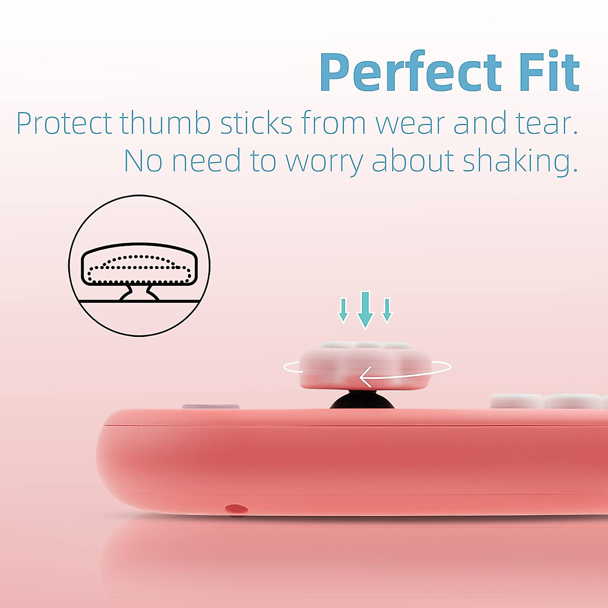 GeekShare Soft Silicone Cat Paw Thumb Grip Caps, Compatible with Nintendo Switch/OLED/Switch Lite - 4PCS (Glitter)