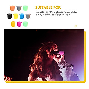 10pcs Shakeproof Anti- Rolling Wireless Handheld Microphone Protection Silicone Bottom Rod Sleeve Holder for KTV Device Random Color