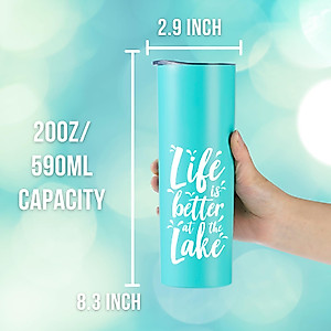 Onebttl Lake House 20oz Stainless Steel Insulated Tumbler - Teal, Life is Better at the Lake, Housewarming Gift for Women