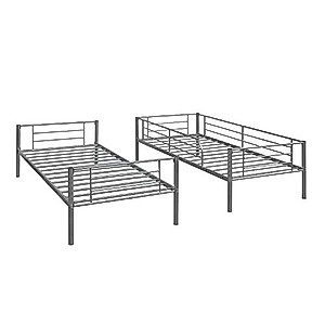 Metal Bunk Bed,Twin Over Twin Heavy Duty Bed Frame with Guardrails and Ladder for Boys, Girls,Teens and Adults,Convertible to 2 Separated beds(Silver)