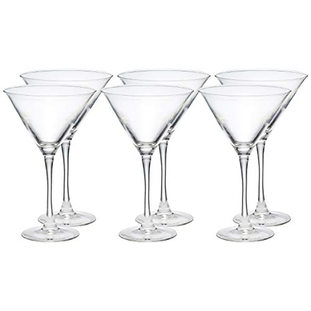 Amazon Basics Chelsea Martini Glass Set, 10-Ounce, Set of 6, Clear