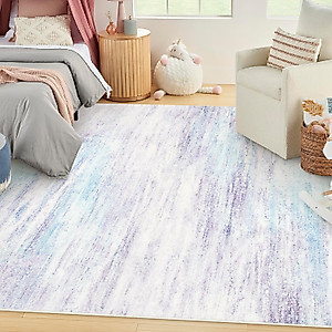 LIVEBOX Machine Washable Area Rugs 8x10 Lavender Rug Girls Bedroom Rug, Soft Ultra-Thin Nursery Rug Girl for Living Room, Modern Purple Rug for Girls Room, Lilac Rug for Nursery Room