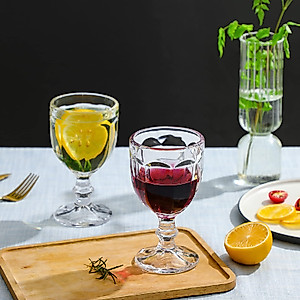 EVEREST GLOBAL Iced Tea Goblet Glasses Set of 6 10.2 oz Vintage Octagon Glassware for Beverage Stemmed Stemware Soda Juice Water Perfect for Party Bars Restaurants (Crystal Clear)