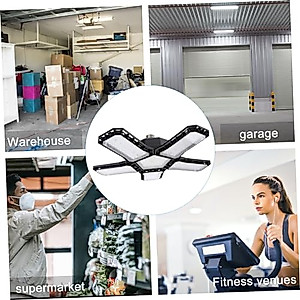 SOESFOUFU Folding Garage Light Garage Lights LED Panel LED Garage Ceiling Light Garage 5 Panel Lights Garage Folding Light Warehouse Ceiling Light Garage Warehouse Light Black Plastic