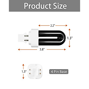 Dichroma 41050 7W Replacement Bulbs Compatible with Dynatrap DT1260 DT1050 DT1100 DT1210 DT1250 1/2 Acre Insect and Mosquito Trap Light, 4 Pack