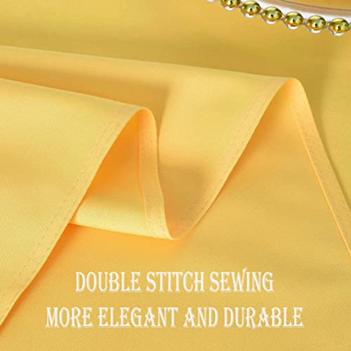 KAIPHO Yellow Round Tablecloth Waterproof Stain Resistant Wrinkle Free Table Cloth 210GSM Polyester Washable Wipeable Table Cover for Party, Banquet, Wedding, Indoor and Outdoor (48 inch, Circle)