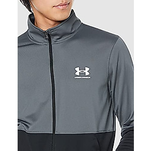 Under Armour Men's Pique Track Jacket, Pitch Gray (012)/White, Medium