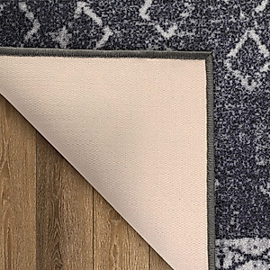 Antep Rugs Alfombras Non-Skid (Non-Slip) 8x10 Rubber Back Bohemian Distressed Moroccan Boho Low Pile Profile Indoor Area Rug (Charcoal Gray, 7'10" x 10')