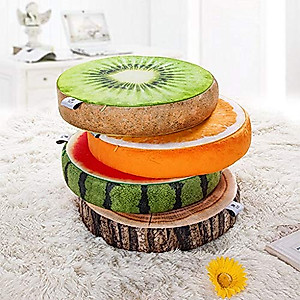 HYSEAS Decorative Round Throw Pillow, 3D Digital Print Comfortable Kids Funny Cute Wood Log Pillow Circle Seating Floor Cushion for Home, Couch, Sofa, Bedroom, Living Room Decor, Stump