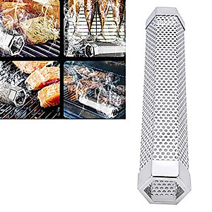 Pellet Smoker Tube, 12.2'' Stainless Steel Bbq Pellet Tube Cold Hot Smoking Portable Smoke Generator for Any Grill Smoker Not Roll on Grill