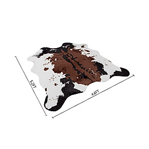 NativeSkins Faux Cowhide Rug (4.6ft x 5.2ft) - Cow Print Area Rug for a Western Boho Decor - Synthetic, Cruelty-Free Animal Hide Carpet with No-Slip Backing, Cow Print Rug