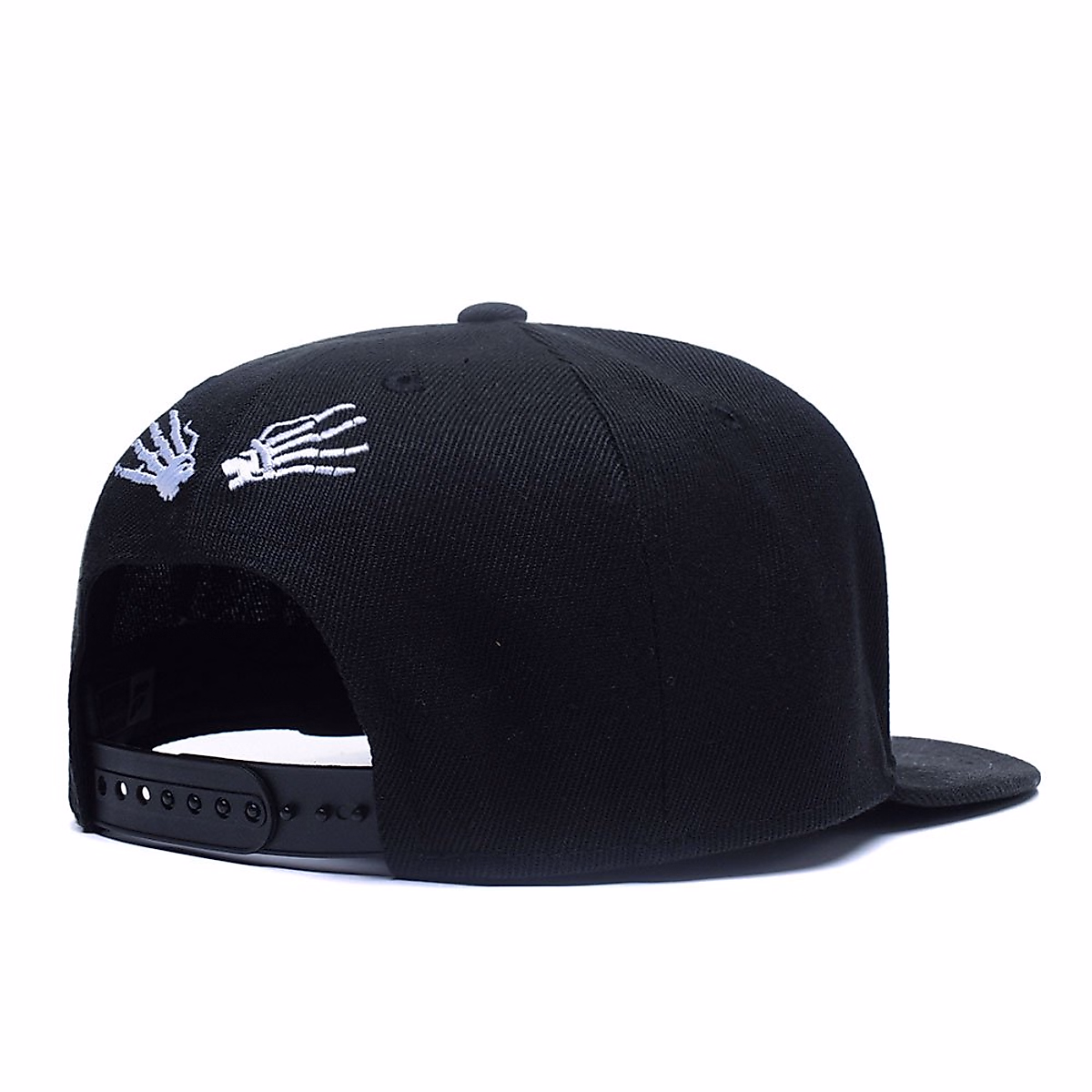 Quanhaigou Cute Skull Zombie and Skeleton Embroidery Snapback Hat, Unisex Adjustable Flat Bill Baseball Cap