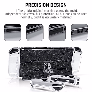 FANPL Glitter Protective Case for Nintendo Switch OLED Model, Dockable Hard Flashing Cover Case Compatible with Switch OLED, Sparkle Bling Crystal Skin for Girls