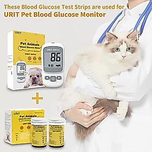 URIT Pet Blood Glucose Test Strips for Dog/Cat, 50 Test Strips for URIT Blood Glucose Monitor System for Dog/Cat Diabetes.