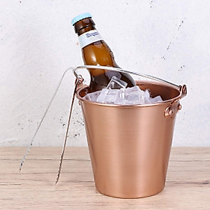 Metal Bucket Mini Metal Buckets Tinplate Tin Pails with Handles Copper Ice Tong Easter Candy Basket Gift Box Succulent Planter Votive Candles Holder 1. 25 Liter Small Metal Bucket