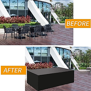 Outdoor Furniture Cover Waterproof, 420D Rectangular Patio Furniture Cover, Patio Cover, Waterproof, Windproof&Anti-UV with 4 Windproof Buckles-67x35x39inch(170x90x100cm)
