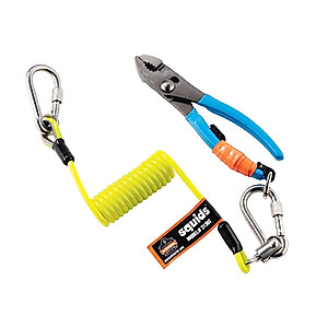 Ergodyne Squids 3130S Coiled Cable Tool Lanyard with Dual Stainless Steel Carabiners, 2 Pounds