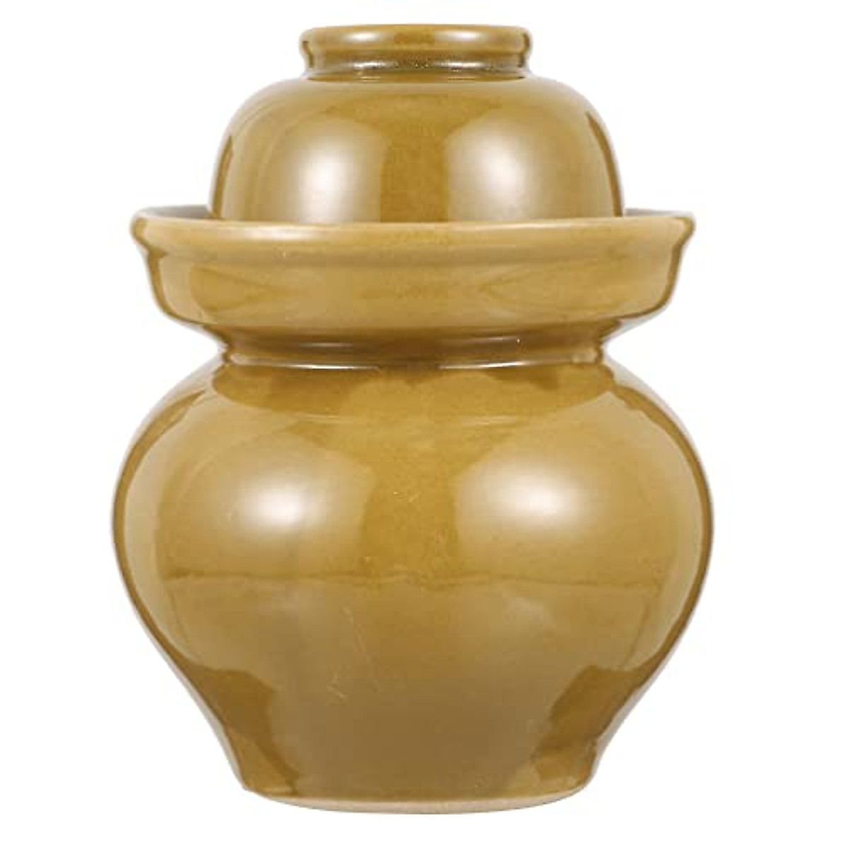 GOOFFY fermentation 1kg Terracotta Traditional Chinese Fermenting Jar Stoneware Pickles Jar with Water Sealed Airlock Lid Ceramic Food Canister Bottle for Pickling Kimchi Sauerkraut tank