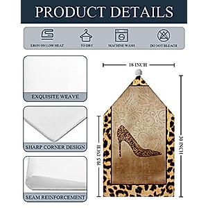 Leopard Print Christmas Chair Covers Santa Claus Hat Dining Chair Slipcover Xmas Chair Back Covers Set of 8 Banquet Party Holiday Festival Hotel Wedding Decor, Brown Animal Texture High Heels