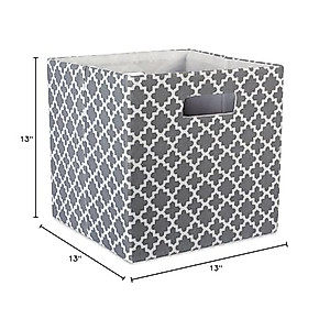 DII Hard Sided Collapsible Fabric Storage Container for Nursery, Offices, & Home Organization, (13x13x13") - Lattice Gray