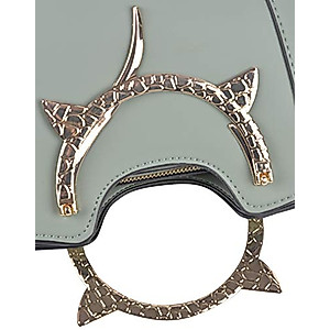 QZUnique Cat Purse for Women Cute Top Handle Shoulder Bag for Teens Girls Pu Leather Gothic Handbag Crossbody Bag