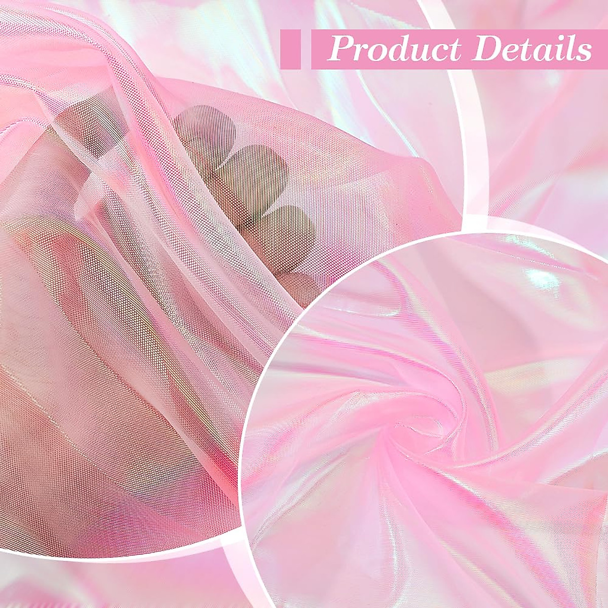 AHANDMAKER Sheer Iridescent Organza Fabric 59 Inch Wide 11 Yards Precut Silky Shiny Organza Fabrics for Shiny Photography Background, Wedding Dress, Fashion, Crafts, DIY Supplies - Pink
