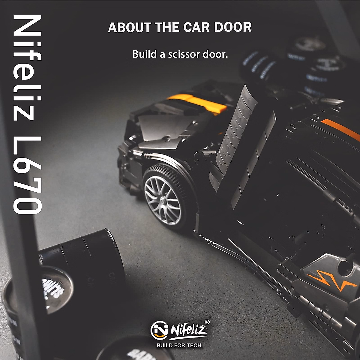 Nifeliz L670 Sports Car MOC Building Blocks and Construction Toy, Adult Collectible Model Cars Set to Build, 1:14 Scale Sports Car Model (1337 Pcs)