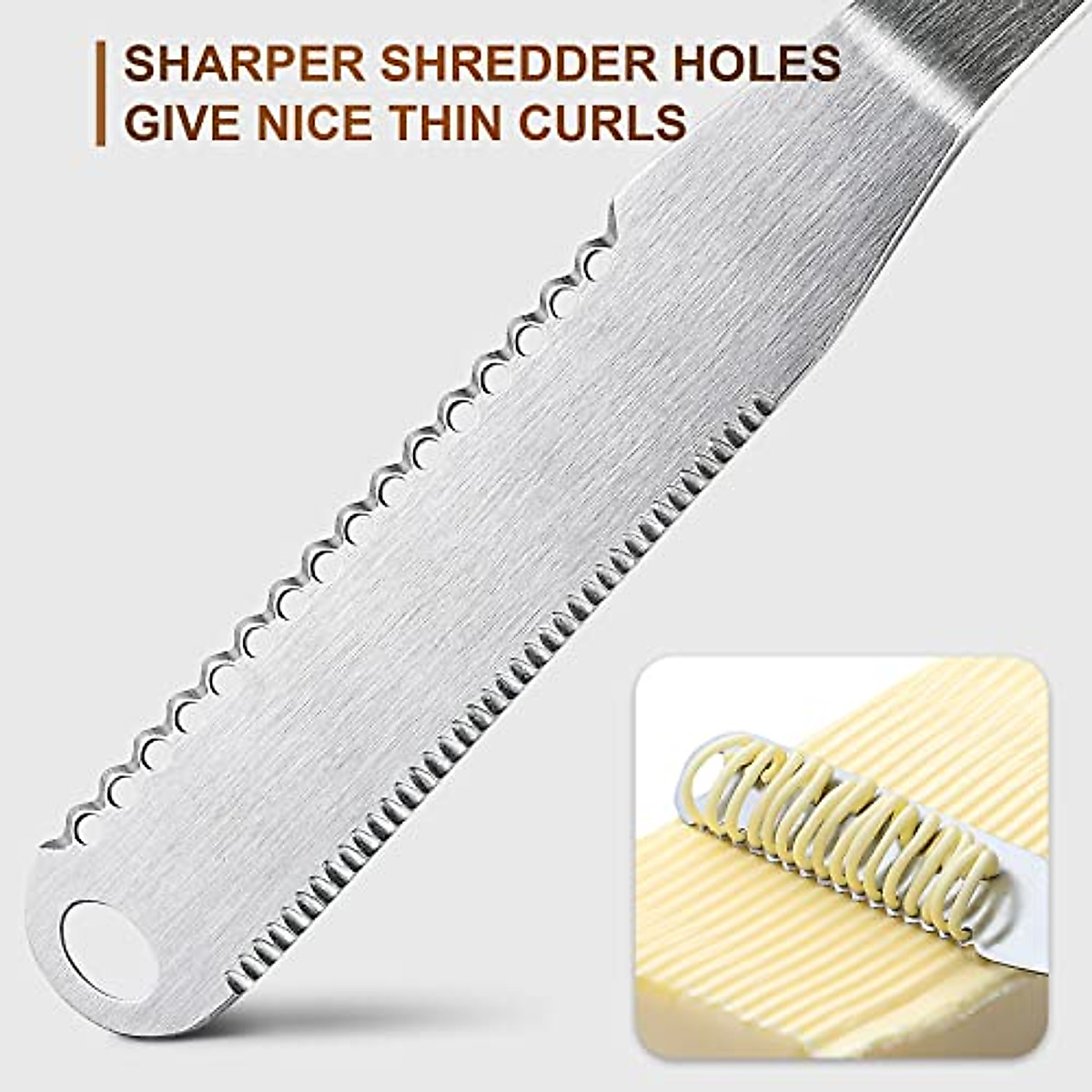 NETANY Butter Spreader Knife, 18/8 Stainless Steel Knives Curler, 3 in 1 Kitchen Gadgets, Multi-Function Butter Spreader and Grater