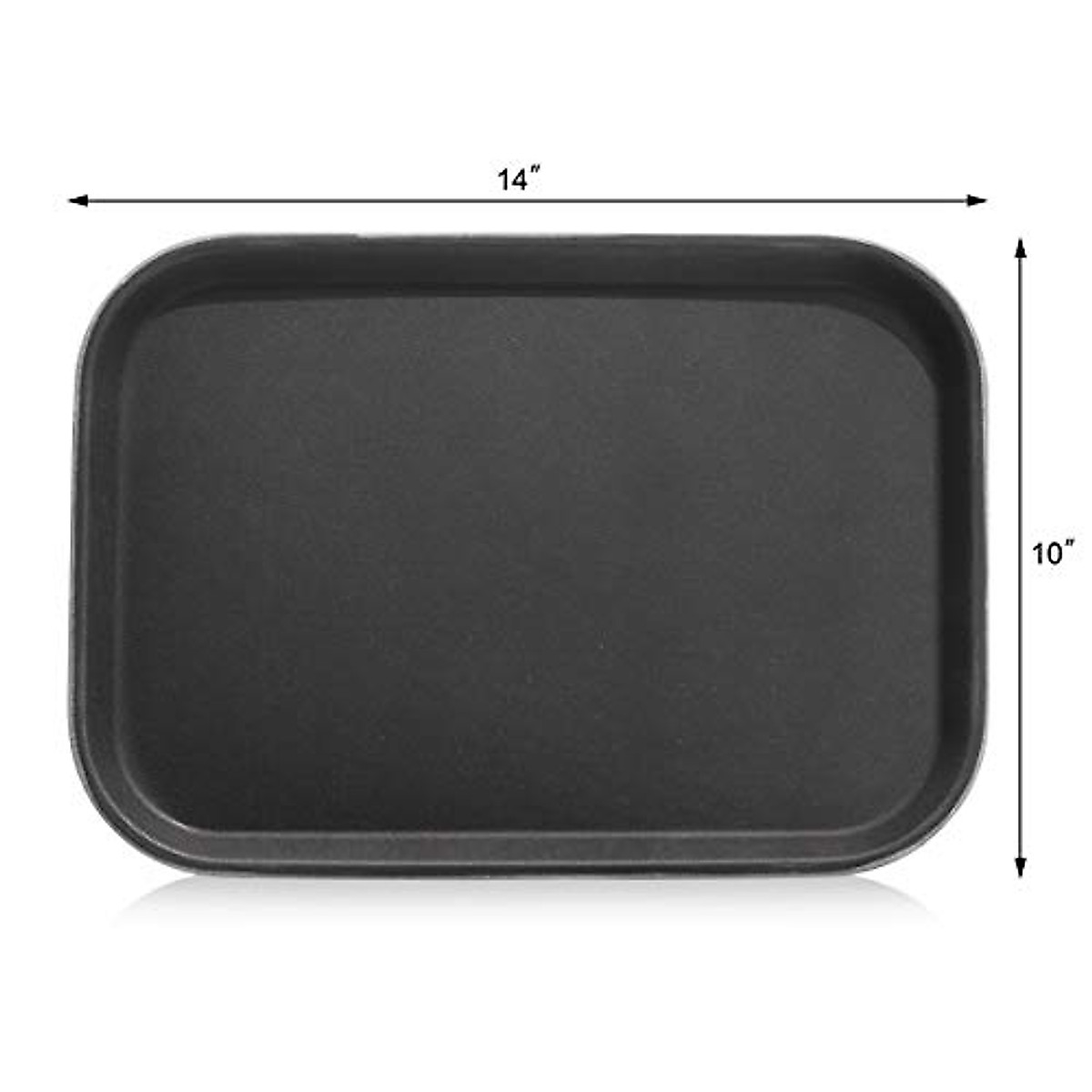 New Star Foodservice 24852 Restaurant Grade Non-Slip Tray, Plastic, Rubber Lined, Rectangular, 10-Inch x 14-Inch, Black