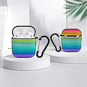 LGBT Rainbow Pride AirPods 2 & 1 Case Cover Gifts with Keychain, Shock Absorption Soft Cover AirPods 2 & 1 Earphone Protective Case for Men Women