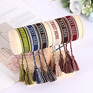 Sinseike Custom Name Knitted Word Adjustable Bracelets, Personalized Woven Friendship Wrap Bracelets for Women Girls Boy (style A)