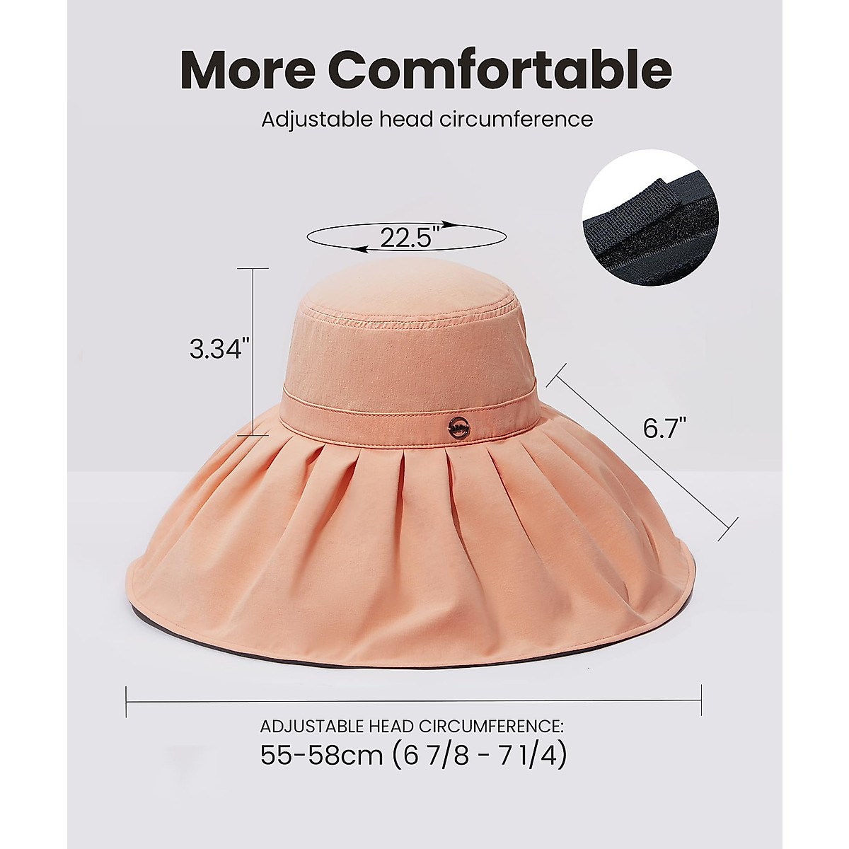 BENEUNDER Large Brim Floppy Sun Hats for Women Summer Beach Sun Hat Foldable UPF 50+ (Ivory)