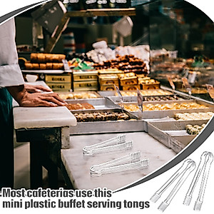 Didaey 8 Pieces Plastic Tongs for Serving Food Clear Kitchen Tongs Mini Serving Utensil Tongs 6.3 Inch Small Tongs for Food Ice Salad Buffet Weddings Barbecue Party