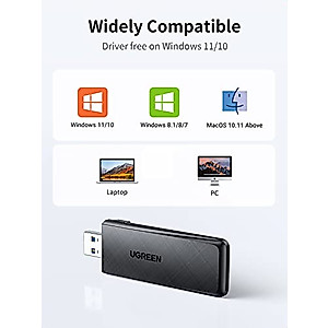 UGREEN AC1300 USB WiFi Adapter 5G 2.4G Dual Band USB 3.0 WiFi Dongle for Desktop PC Mini Wireless Computer Network Adapter Compatible with Windows 11/10/8.1/8/7, MacOS 10.11 Above