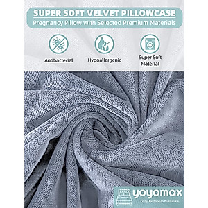 yoyomax U-Shaped Pregnancy Pillows, Memory Foam Pregnancy Pillow Full Body Maternity Pillow with Removable Cover,57 Inch , Pregnancy Pillows for Sleeping-Lakeblue
