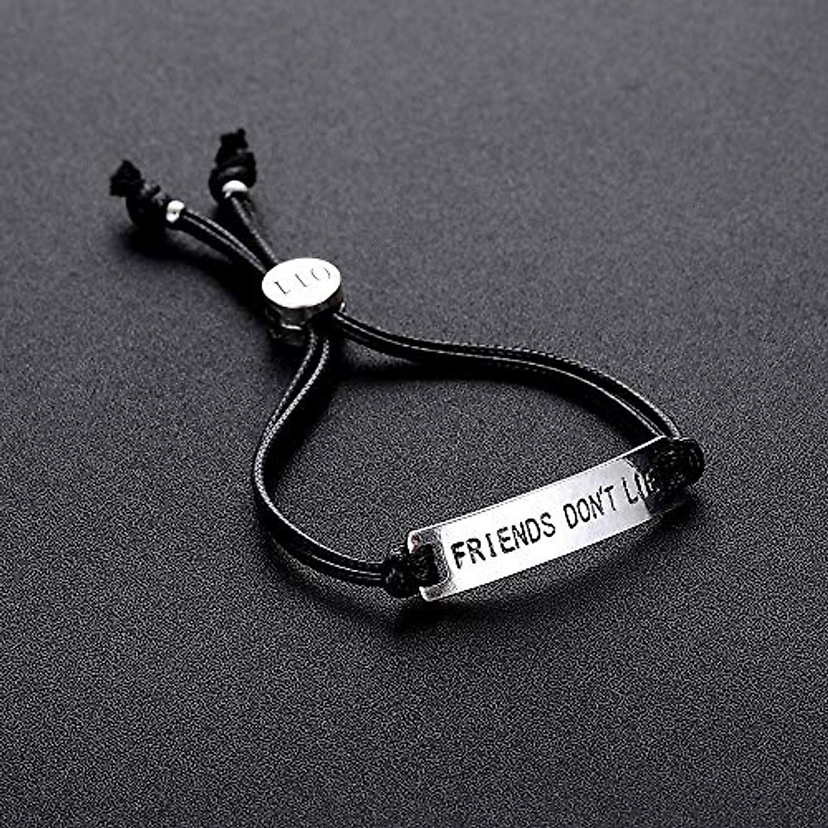 Dckazz Friends don't Lie Bracelet Handstamped Letter Bar Bangle Chain for Women Eleven Jewelry