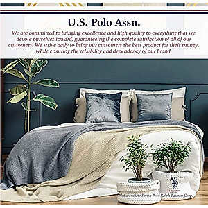 U.S. Polo Assn. Super Soft Oversized Bed & Couch Throw Blanket, Fuzzy Warm Lightweight Flannel Throws, All Season Plush Fleece Comfort, 50x70in, Beige