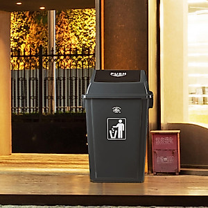 Pekky 18 Gallon Large Garbage Can Set of 4, Plastic Trash Can with Swing Lid, Grey