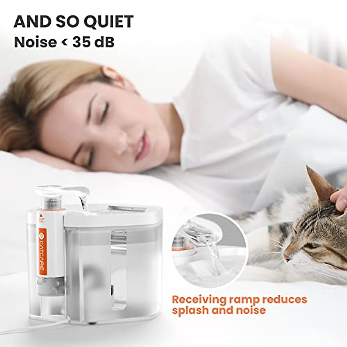 CAT CARE Cat Water Fountain-84oz/2.5L Ultra Quiet Pet Water Fountain, Automatic Dog Water Bowl Dispenser with Ultra-Filtration Tech, Removes Various Impurities, Human Grade Drinking Fountain