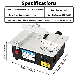 DEWIN Mini Table Saw for Crafts S3 Portable Precision Table Saw,96W mini Desktop Electric Saw 7 Speed Adjustable,DIY Model Crafts Cutting Tool for Wood Plastic Acrylic Cutting