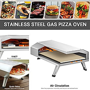 BIG HORN OUTDOORS 12 Gas Pizza Oven - Stainless Steel Outdoor Pizza Oven - Portable Gas Pizza Oven For Stone Baked Pizzas – Great For Any Outdoor Kitchen